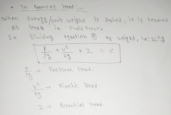 (A) Derive Bernoulli's Equation from Pressure, Kinetic Energy and ... (A) Derive Bernoulli's Equation from Pressure, Kinetic Energy and ...