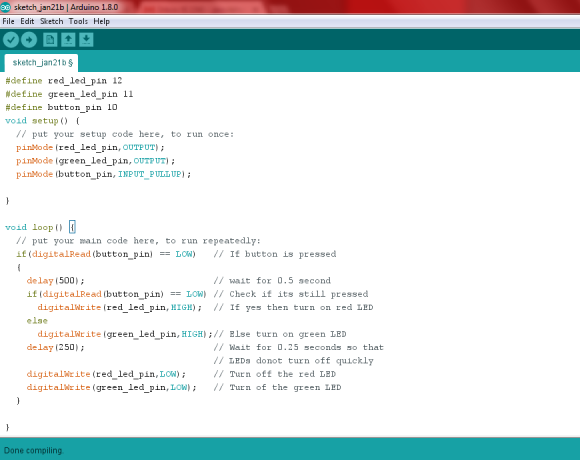 Using Arduino Emulate Dots And Dashes Telegraph Transmission Using A Button And Two Leds For
