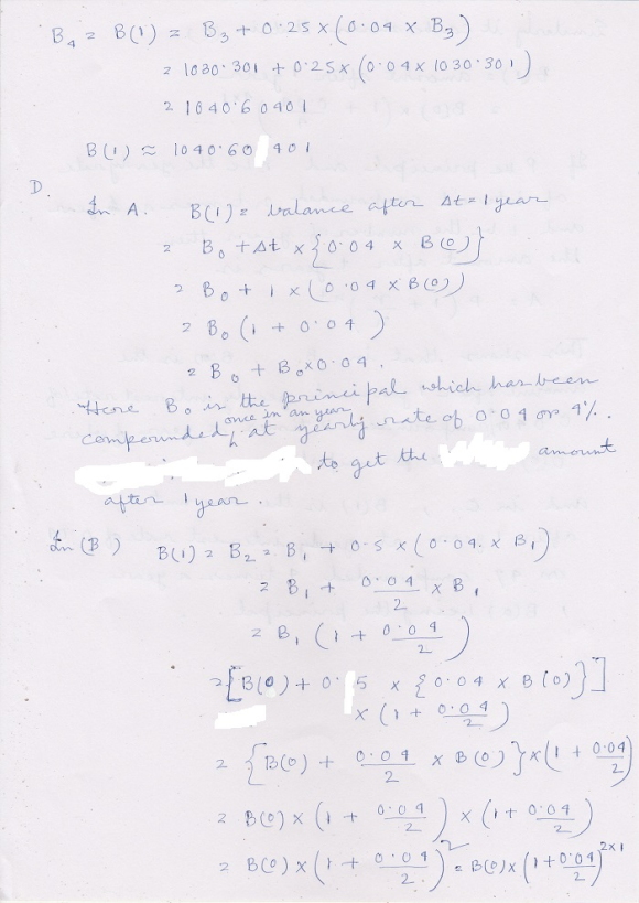 (1 point) Use Euler's method to solve dBdt=0.04B with initial value B ... (1 point) Use Euler's method to solve dBdt=0.04B with initial value B ...