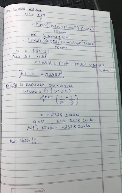 One mole of an ideal monatomic gas initially at 300 K and a pressure of ... One mole of an ideal monatomic gas initially at 300 K and a pressure of ...