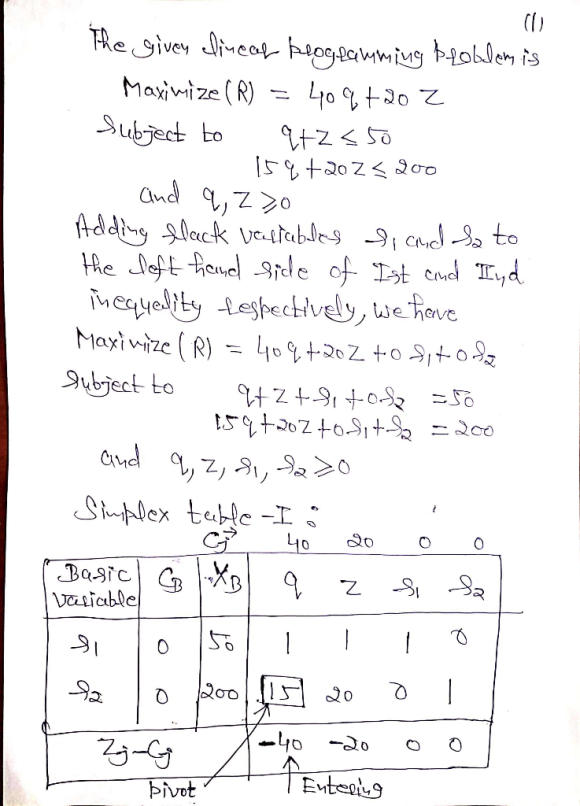 Using the simplex method, maximize revenue given the following R = 40q ... Using the simplex method, maximize revenue given the following R = 40q ...