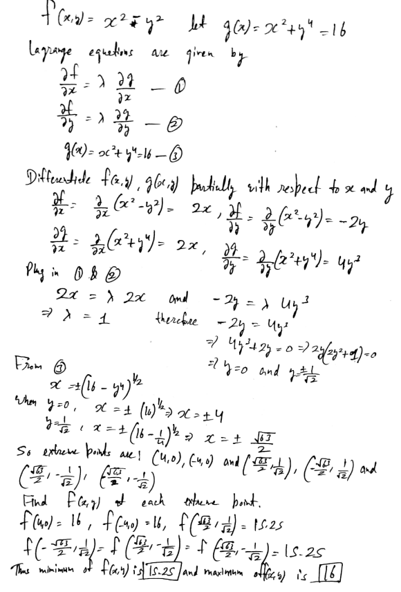 Find The Minimum And Maximum Values Of The Function F X Y X 2 Y 2