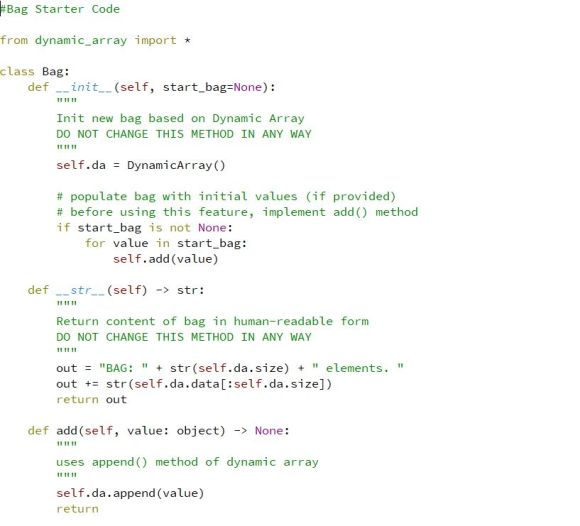 Implement A Bag Adt Using Dynamic Array Structure As Underlying Data Storage For Bag Adt