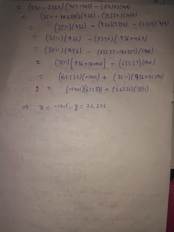 Using Euclidean Algorithm Find Integers X And Y With 65537x 3511y 17 Wizedu