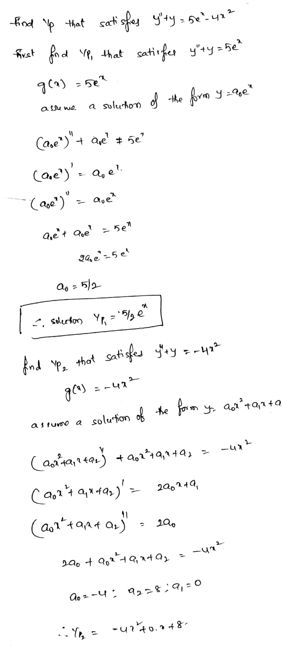 Second Order Linear Non Homogeneous Solve The Following Equations D2y