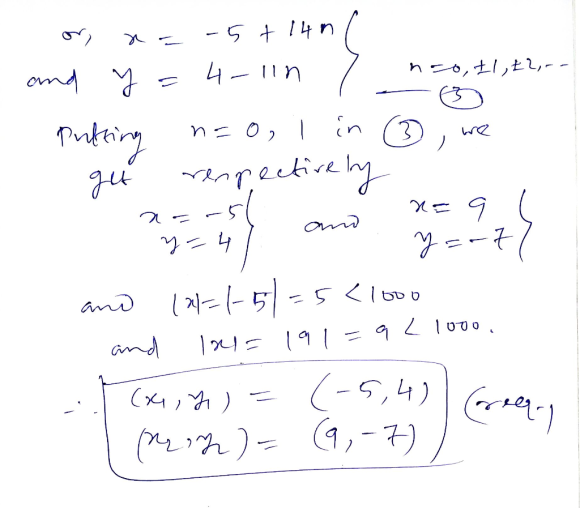 Find two integer pairs of the form (x,y) with |x| Find two integer pairs of the form (x,y) with |x|