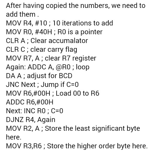 Write A Program To Add 10 Bytes Of Data And Store The Result In Registers R30 Wizedu