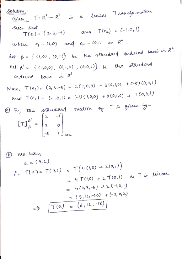 Let T R2 → R3 Be A Linear Transformation Such That T E⃗1 Wizedu