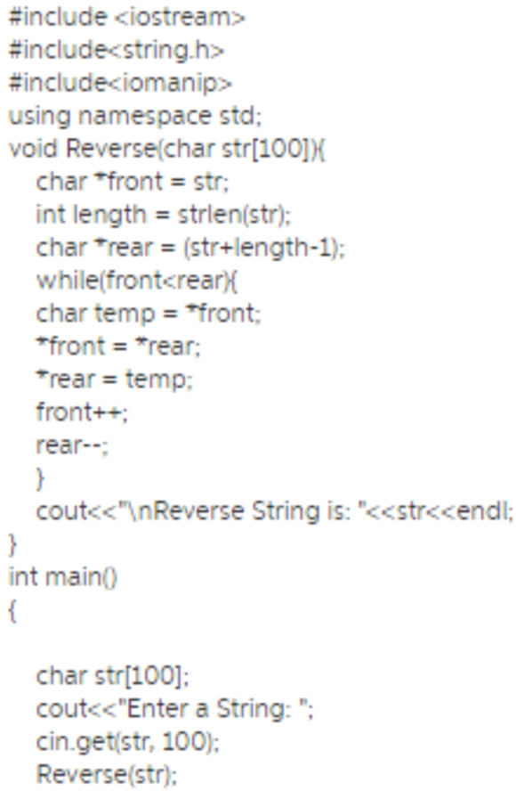 Write A Function That Takes A C String As An Input Parameter And Reverses The String Wizedu 4098
