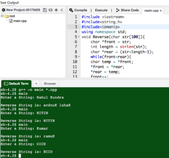 Write A Function That Takes A C String As An Input Parameter And Reverses The String Wizedu 5203