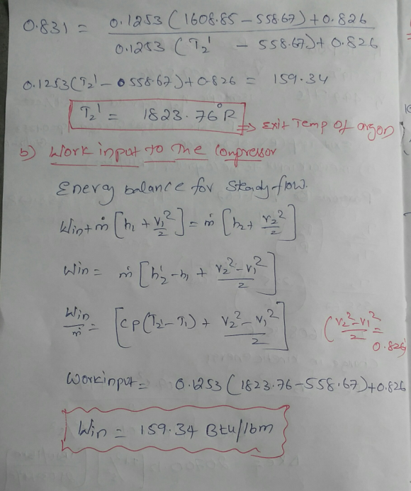 Argon gas enters an adiabatic compressor at 16.0 psia with 99 F with a ... Argon gas enters an adiabatic compressor at 16.0 psia with 99 F with a ...