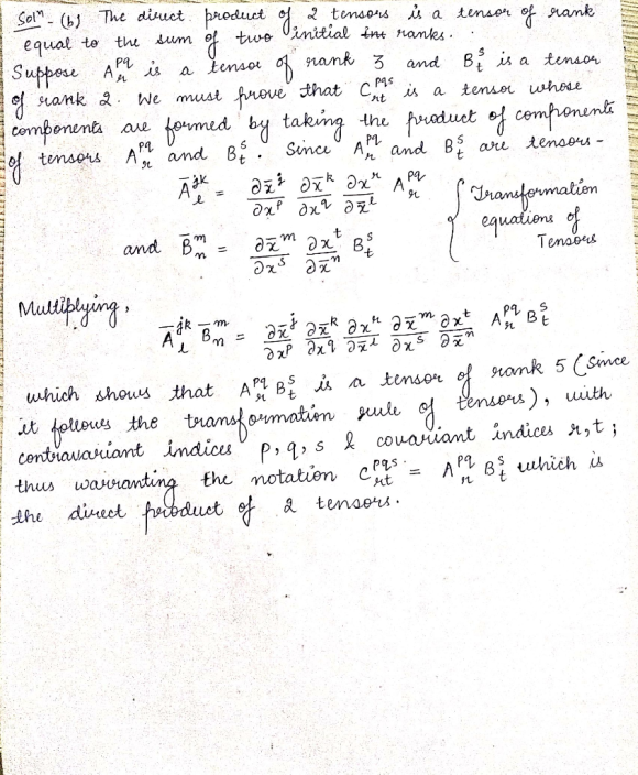 A Prove The Derivative Of A Tensor Is A Tensor B Prove That The The Direct Wizedu 7397