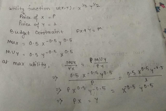 A Consumes Two Goods X And Y A S Utility Function Is Given By Ux Y Wizedu