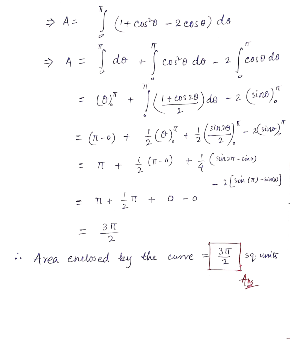 Find the area enclosed by the function r=1-cos(theta). - WizEdu Find the area enclosed by the function r=1-cos(theta). - WizEdu