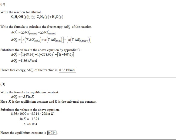 Use Data From Appendix C To Calculate The Equilibrium Constant K And Δg∘ At 298 K Wizedu
