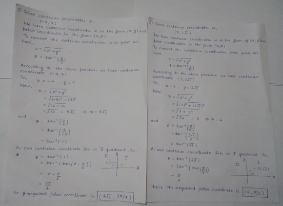 Converting The Following Cartesian Coordinates To Polar Coordinates 1 4 4 2 3 3√3 Wizedu
