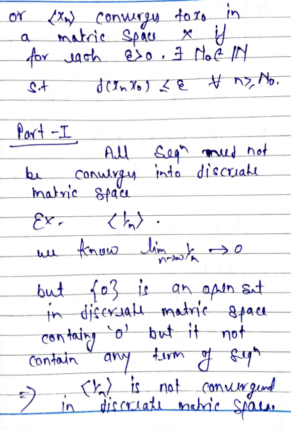 Prove that every sequence in a discrete metric space converges and is a ... Prove that every sequence in a discrete metric space converges and is a ...