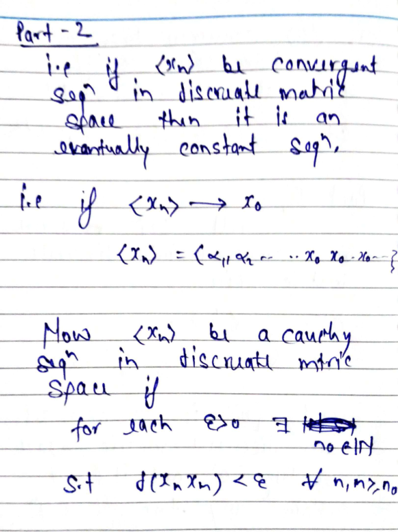 Prove that every sequence in a discrete metric space converges and is a ... Prove that every sequence in a discrete metric space converges and is a ...
