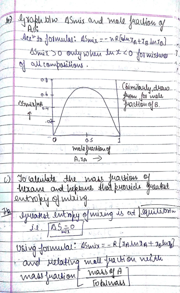 Calculate the enthalpy, entropy, and Gibbs free energy of mixing when 1 ... Calculate the enthalpy, entropy, and Gibbs free energy of mixing when 1 ...