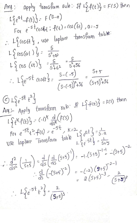 Find All the following Laplace Transformations once using the ... Find All the following Laplace Transformations once using the ...