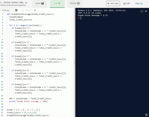 Using Python 37 And Using Def Functions Write A Function Called Gpa That Calculates Your Grade
