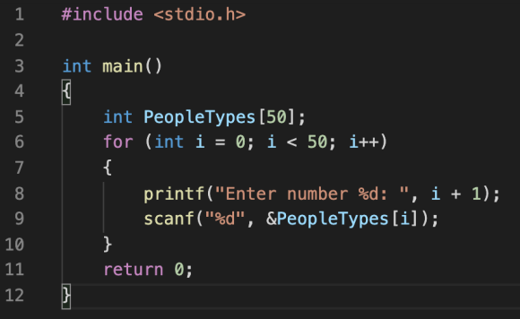 Define An Array Named Peopletypes That Can Store A Maximum Of 50