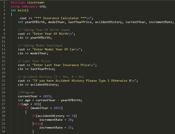 Write A C Program To Calculate The Price Of The Annual Insurance Of A Private Vehicle