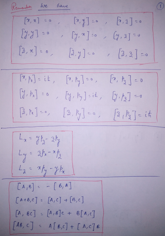 Calculate The Commutators Of Angular Momentum A Xlx Ylx Zlx B Pxlx Pylx Pz