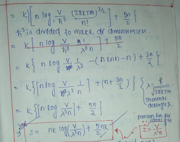 Derive The Sackur Tetrode Equation Starting From The Multiplicity Givenin Ch 2 Ω 1nv N