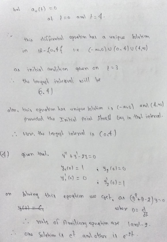 3 Determine The Longest Interval In Which The Given Initial Value Problem Is Certain To Have