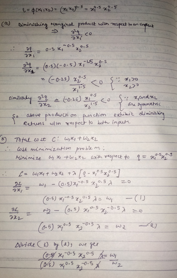 A firm produces a single output using two variable inputs (denoted ?1 ... A firm produces a single output using two variable inputs (denoted ?1 ...