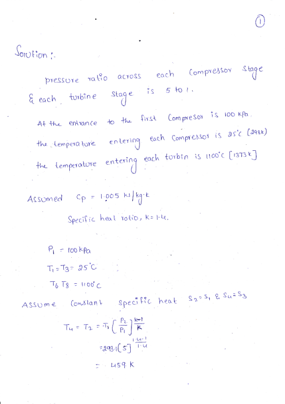 Consider an ideal gas turbine cycle with two stages of compression and ... Consider an ideal gas turbine cycle with two stages of compression and ...