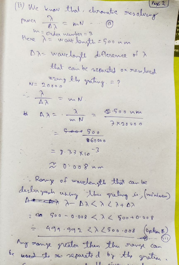 A Diffraction Grating Has A Chromatic Resolving Power Of 20 000 In