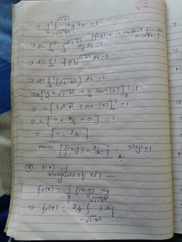 Let (X, Y ) has a uniform density in the unit circle, i.e., f(x, y ... Let (X, Y ) has a uniform density in the unit circle, i.e., f(x, y ...