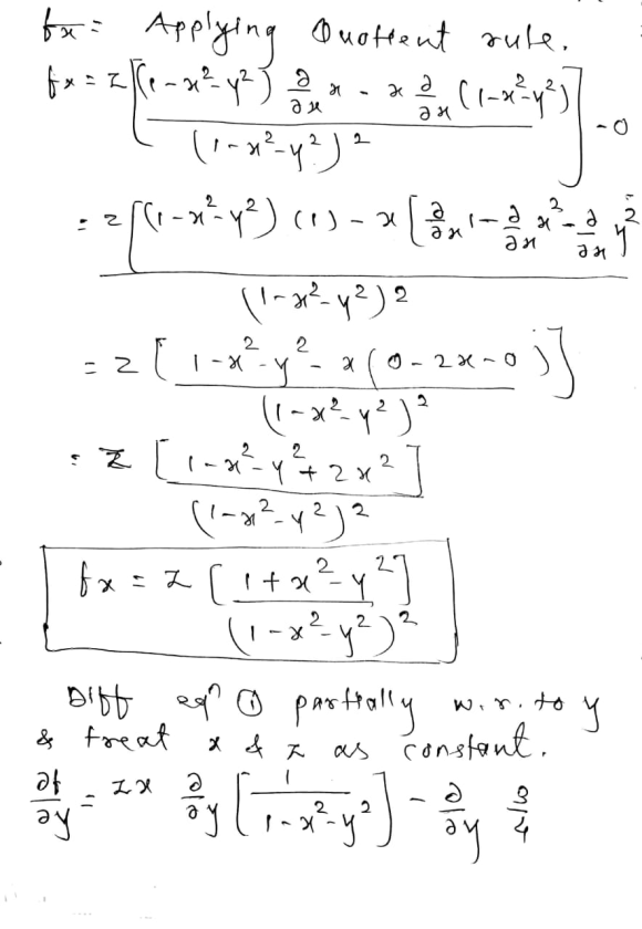 Find Fx Fy And Fz For The Following Function F X Y Z Xz 1 X2 Y2
