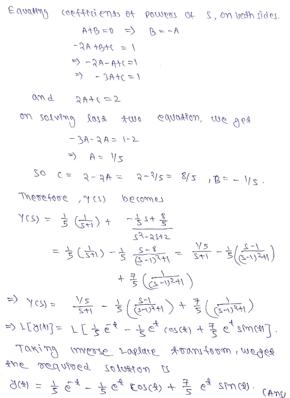 Use Laplace transform and inverse Laplace transform to solve the givien ... Use Laplace transform and inverse Laplace transform to solve the givien ...