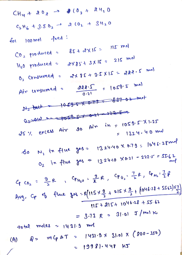 A fuel gas containing 85.0 mole% methane and the balance ethane is ... A fuel gas containing 85.0 mole% methane and the balance ethane is ...