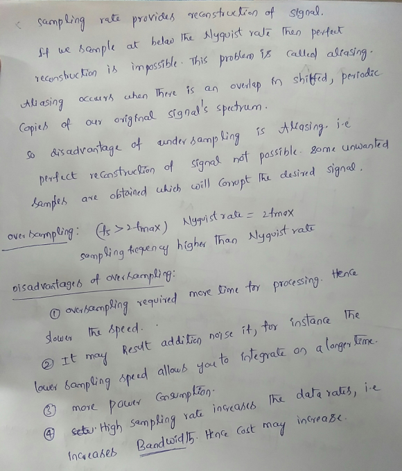 With Respect To Nyquist Sampling Rate What Are The Disadvantages Of I Under Sampling Ii Over