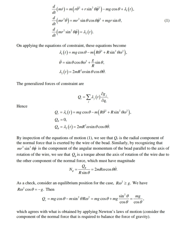Solve Using Lagrangian Method A Bead Of Mass M Slides With Speed V Around A Horizontal Wizedu