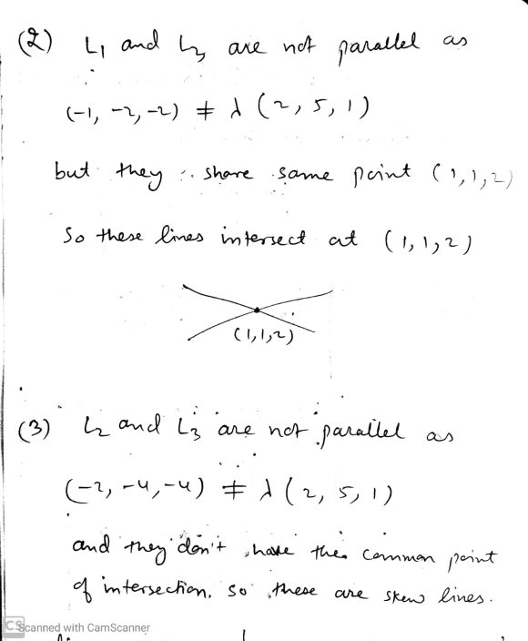 Given Two Lines In Space Either They Are Parallel They Intersect Or They Are Skew Lie