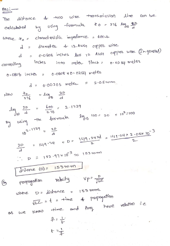 Calculate The Capacitance And Inductance Per Unit Length Between Two
