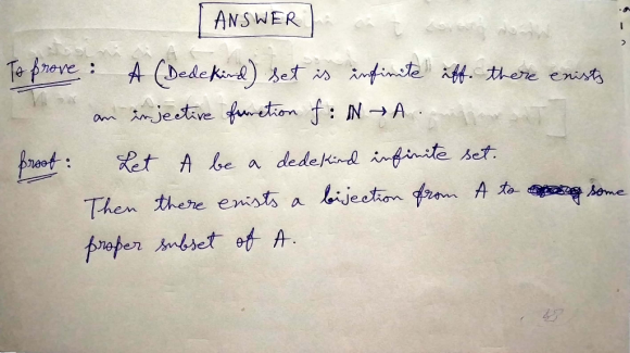 Prove A Dedekind Set Is Infinite Iff There Exists An Injective Function F N→ A Wizedu