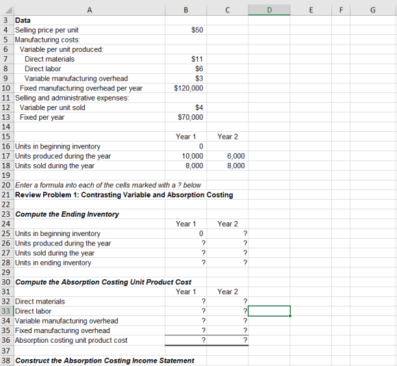 Chapter 6 Excel Assignment - Managerial Accouting NEED FORMULAS - WizEdu Chapter 6 Excel Assignment - Managerial Accouting NEED FORMULAS - WizEdu