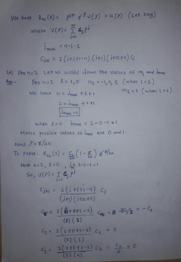 The Radial Wave Function For The Hydrogen Atom In Three Dimensions Is