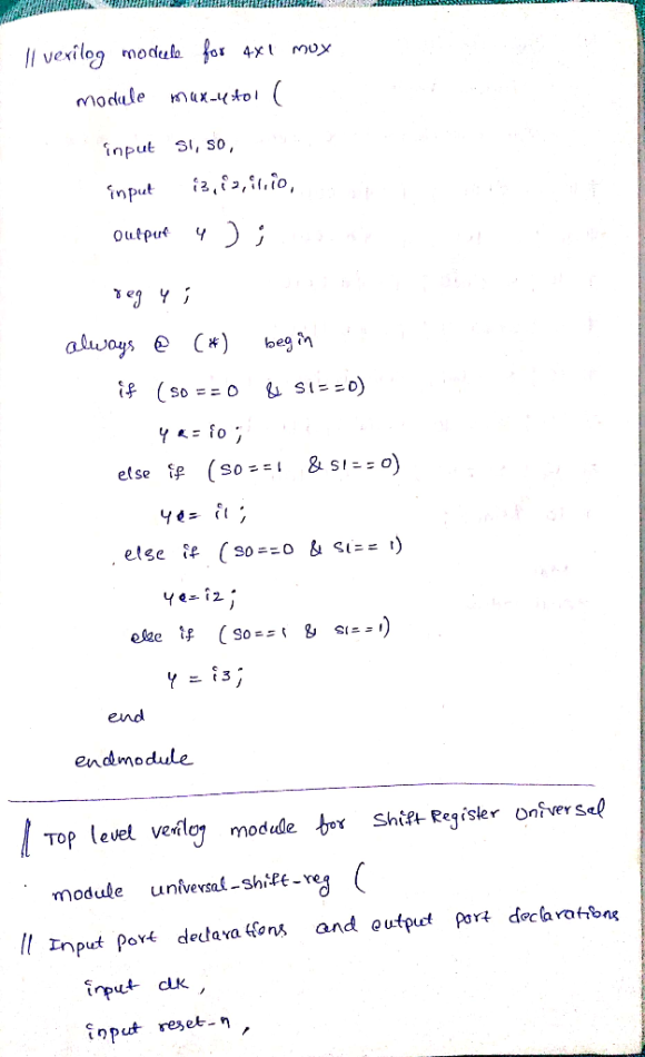 Can Anyone Write A Verilog Code And A Test Bench For A Universal Shift Register With Wizedu