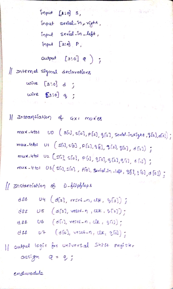 Can Anyone Write A Verilog Code And A Test Bench For A Universal Shift Register With Wizedu