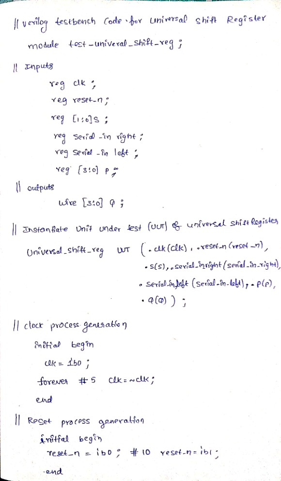 Can Anyone Write A Verilog Code And A Test Bench For A Universal Shift Register With Wizedu