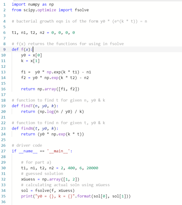 Use Python To Solve This Problem A Bacteria Culture Grows Exponentially After 2 Hours The