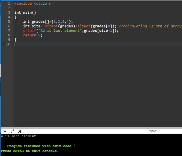 Write A Statement To Output On The Console The Valueof The Last Element In A Wizedu