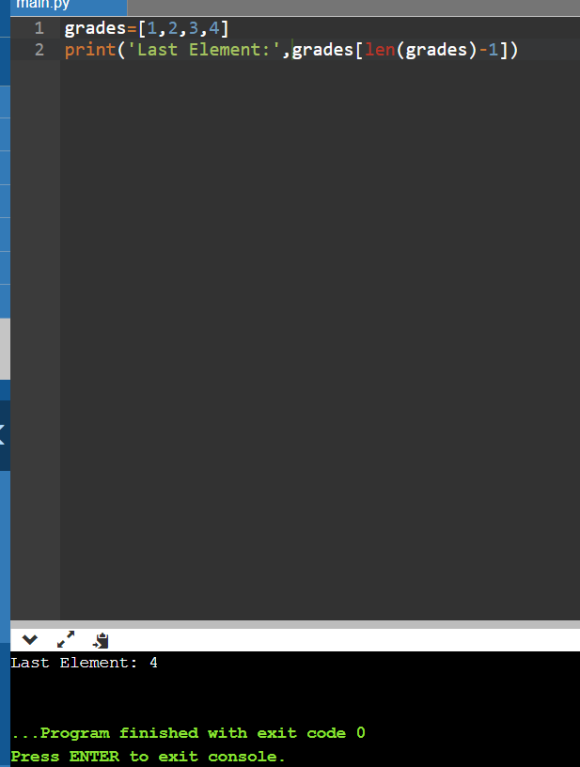 Write A Statement To Output On The Console The Valueof The Last Element In A Wizedu